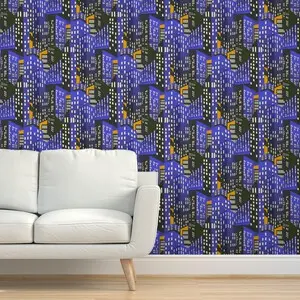 Spoonflower Sci Fi Fantasy Science Fiction Bold Geometric Custom Pre-pasted Wallpaper