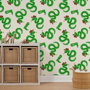 Spoonflower Whimsical Western Snakes Cowboy Hat Cute Desert Custom Pre-pasted Wallpaper
