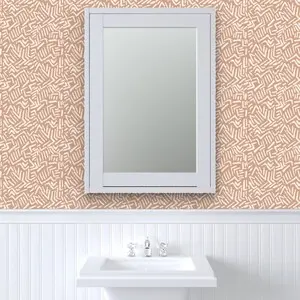 Spoonflower Terra Cotta Geometric Abstract Neutral Artistic Custom Pre-pasted Wallpaper - Beige,brown