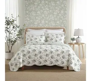 Laura Ashley Portland Floral Green Full/queen Q Uilt Sham Set - One-color