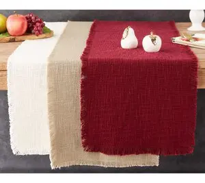 DESIGN IMPORTS Basket Fringe Table Runner