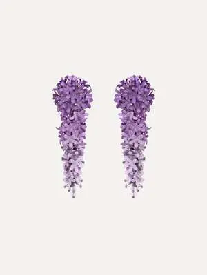 Oscar De La Renta Cascading Flower Earrings - Purple