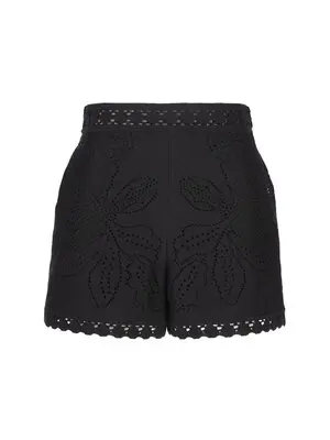 Valentino Garavani Floral Patterned High Waist Shorts - Black