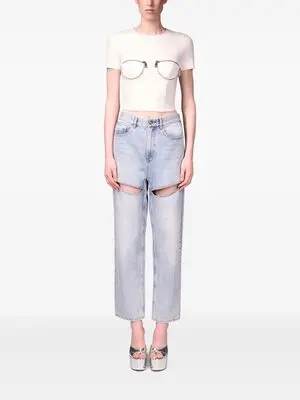 AREA Slit Straight Leg Jeans