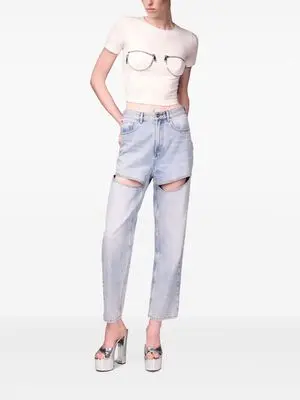 AREA Slit Straight Leg Jeans