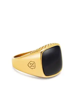 NIALAYA JEWELRY Onyx Signet Ring - Gold