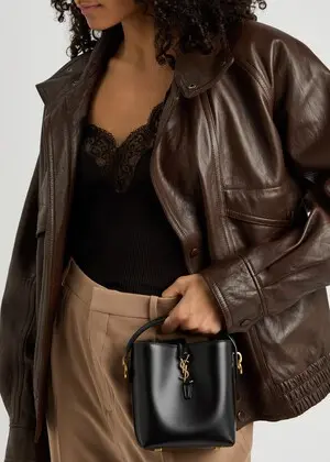 Saint Laurent Le 37 Mini Leather Bucket Bag - Black