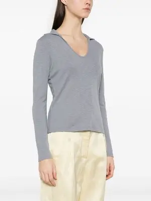 Vince Open-neck Long-sleeve Polo Top