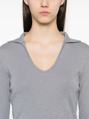 Vince Open-neck Long-sleeve Polo Top