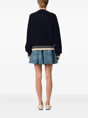 AMI Paris Ribbed V-neck Sweater - Blue