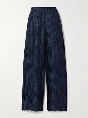 16Arlington Mandrake Plissé-satin Wide-leg Pants