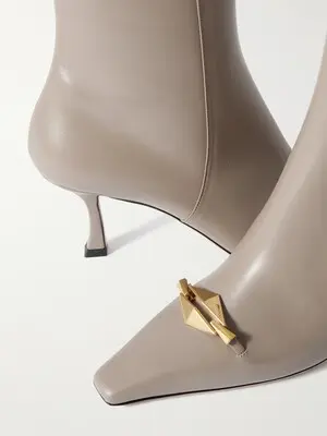 JIMMY CHOO Ryker 70 Embellished Leather Ankle Boots - Neutrals