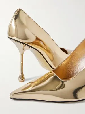 JIMMY CHOO Ixia 95 Mirrored-leather Pumps