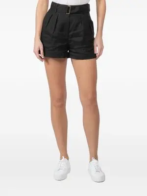 HEVRON Linen Belted Shorts