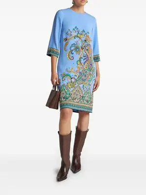 Etro Floral Paisley Print Knee-length Dress - Blue