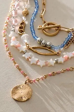 Free People Starry Layer Necklace - Spring Pink