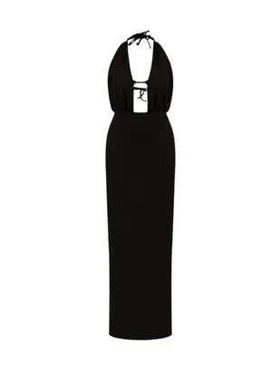 JENDUE Siena Halter Neck Cut-out Maxi Dress