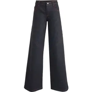 JENDUE Davidson Wide Leg Jeans With Contrast Stitching And Cutout Detail