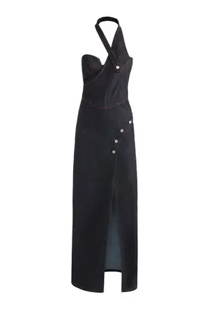 JENDUE Davidson Cross Neck Maxi Dress