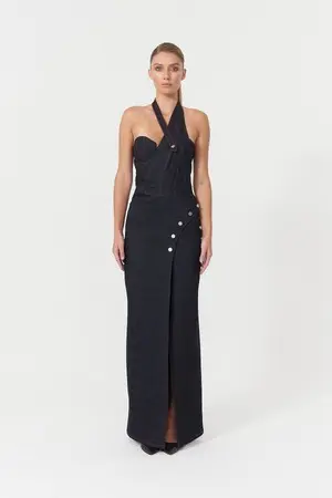 JENDUE Davidson Cross Neck Maxi Dress