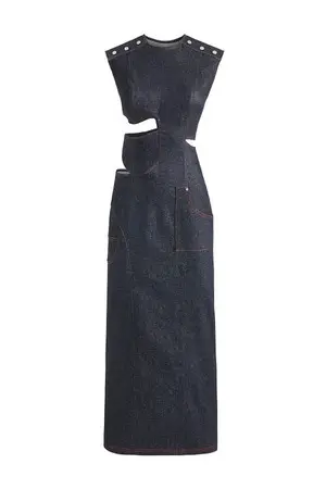 JENDUE Harvey Maxi Denim Dress With Cut-outs