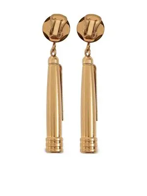 Moschino Engraved Clip-on Drop Earrings - Gold