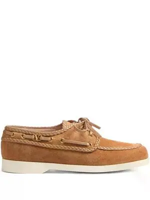 Valentino Garavani Palm Avenue Braided-edge Boat Shoes - Brown