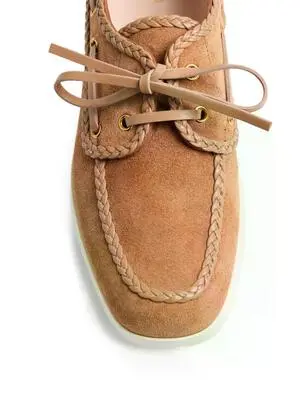 Valentino Garavani Palm Avenue Braided-edge Boat Shoes - Brown