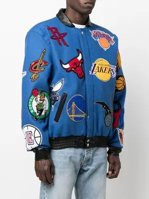 JEFF HAMILTON Nba Collage Wool & Leather Jacket