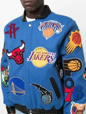 JEFF HAMILTON Nba Collage Wool & Leather Jacket