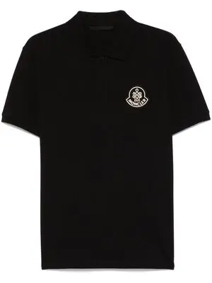 Moncler Year Of The Snake-patch Polo Shirt - Black