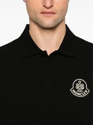 Moncler Year Of The Snake-patch Polo Shirt - Black