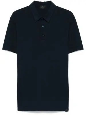 Brioni Piqué Cotton Polo Shirt - Blue