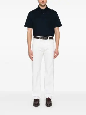 Brioni Piqué Cotton Polo Shirt - Blue