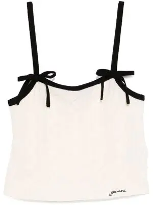 GANNI Bow-detailed Vest - White