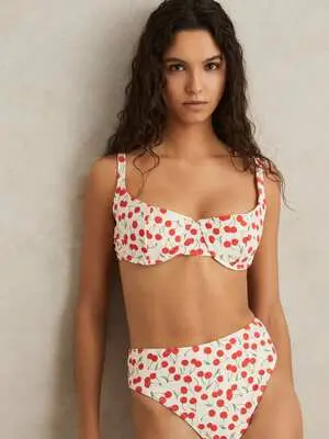 Good American Printed Balconette Bikini Top - Cherry