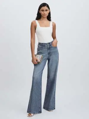 Good American Crystal-stripe Relaxed Jeans