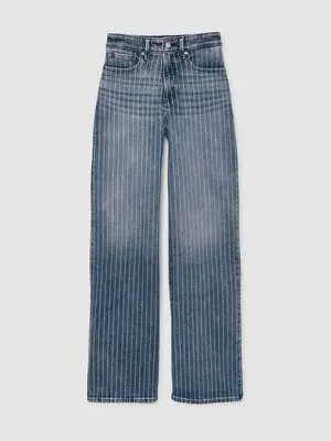 Good American Crystal-stripe Relaxed Jeans