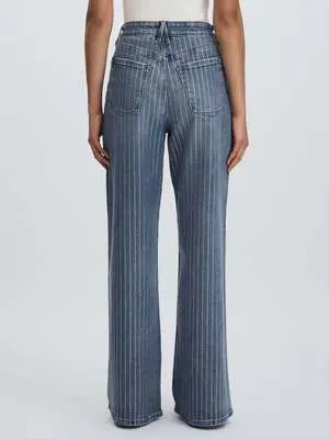 Good American Crystal-stripe Relaxed Jeans