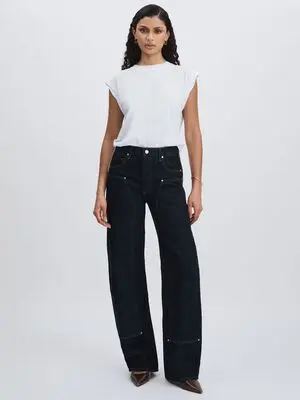 Paige Arellia Barrel-leg Jeans - Black/navy