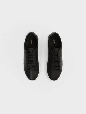 REISS Finley Leather Low-top Trainers - Black