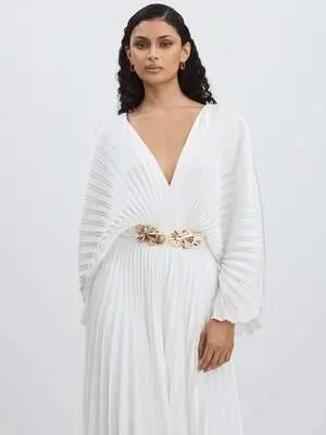 Acler Wonastow Pleated Maxi Dress With Belt