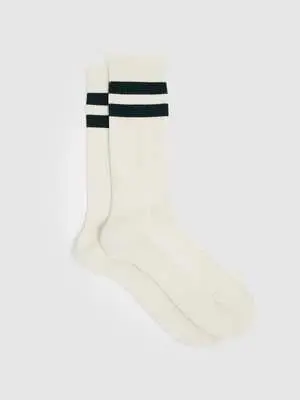 REISS Reiss Henman Double-Stripe Socks Forest Green/ecru