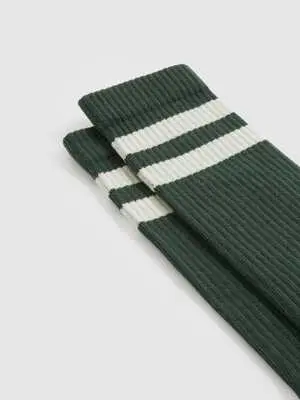 REISS Henman Double-stripe Socks - Pine Green/ecru