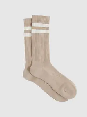 REISS Reiss Henman Double-Stripe Socks Taupe/ecru