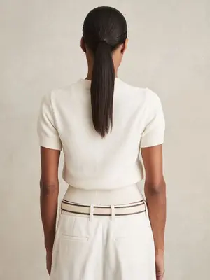 REISS Anita Cotton-wool Blend Top - Ivory