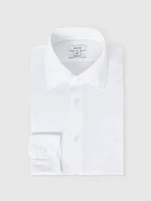 REISS Voyager Long-sleeve Slim-fit Travel Shirt - White