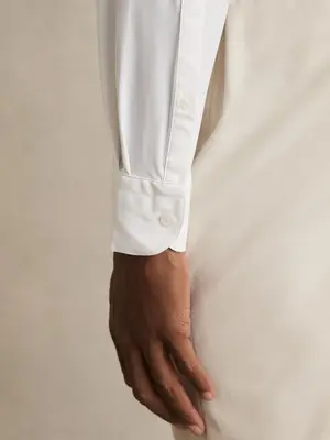 REISS Voyager Long-sleeve Slim-fit Travel Shirt - White