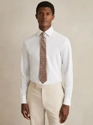 REISS Voyager Long-sleeve Slim-fit Travel Shirt - White