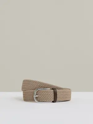 REISS Elmont Basket-weave Belt - Stone